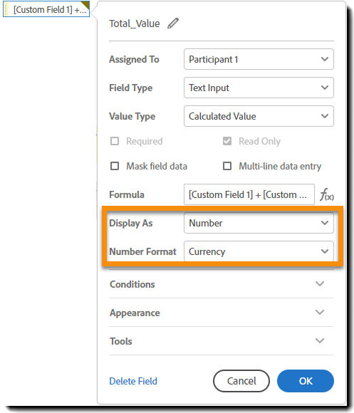 Add calculated fields to a form